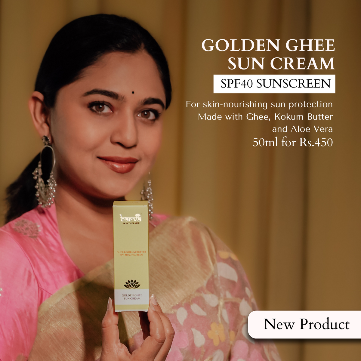 Golden Ghee Sun Cream | SPF 40 Sunscreen enriched with Ghee, Kokum But ...