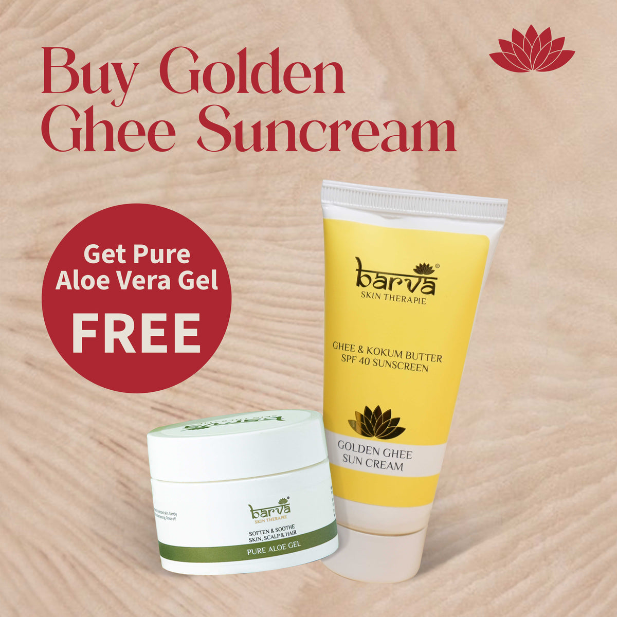 Golden Ghee Sun Cream | SPF 40 Sunscreen enriched with Ghee, Kokum But ...
